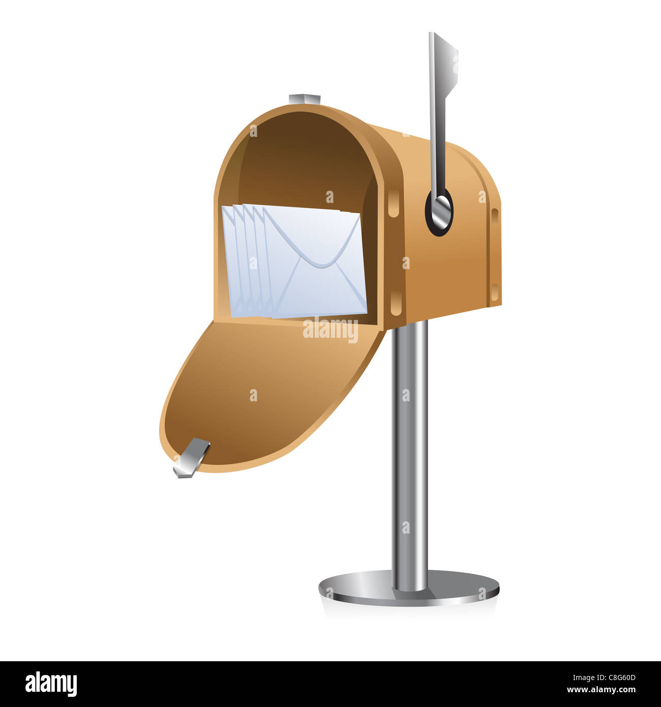 illustration of letter box with letters on white background Stock Photo ...