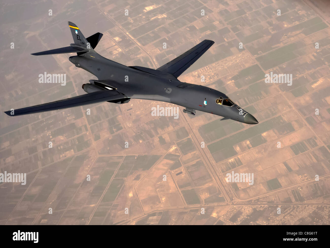 A B-1B Lancer pilot flies Feb 26, 2011, above Iraq, in support of ...