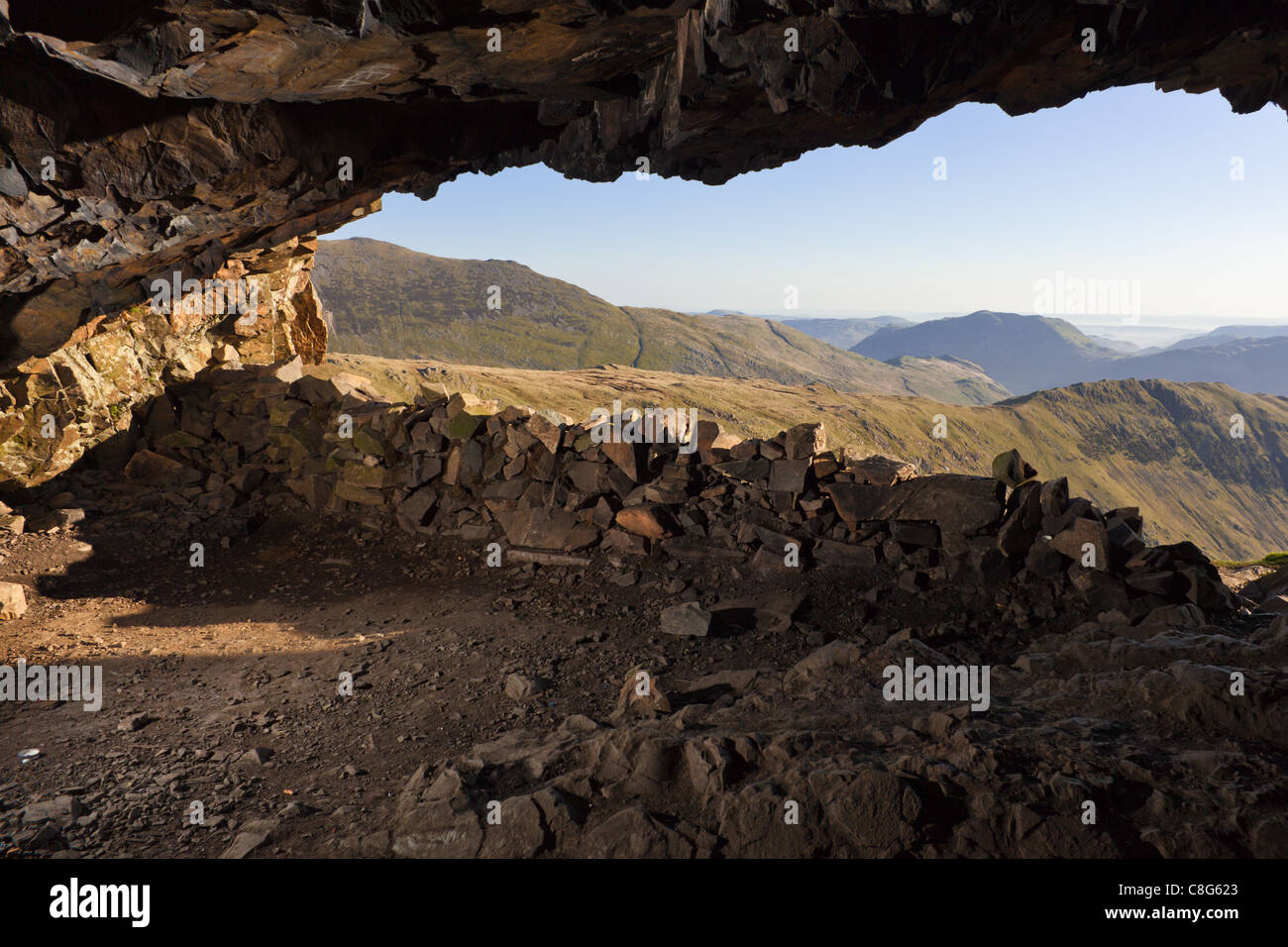Inside the Priest Hole cave in the English Lake District Stock Photo ...