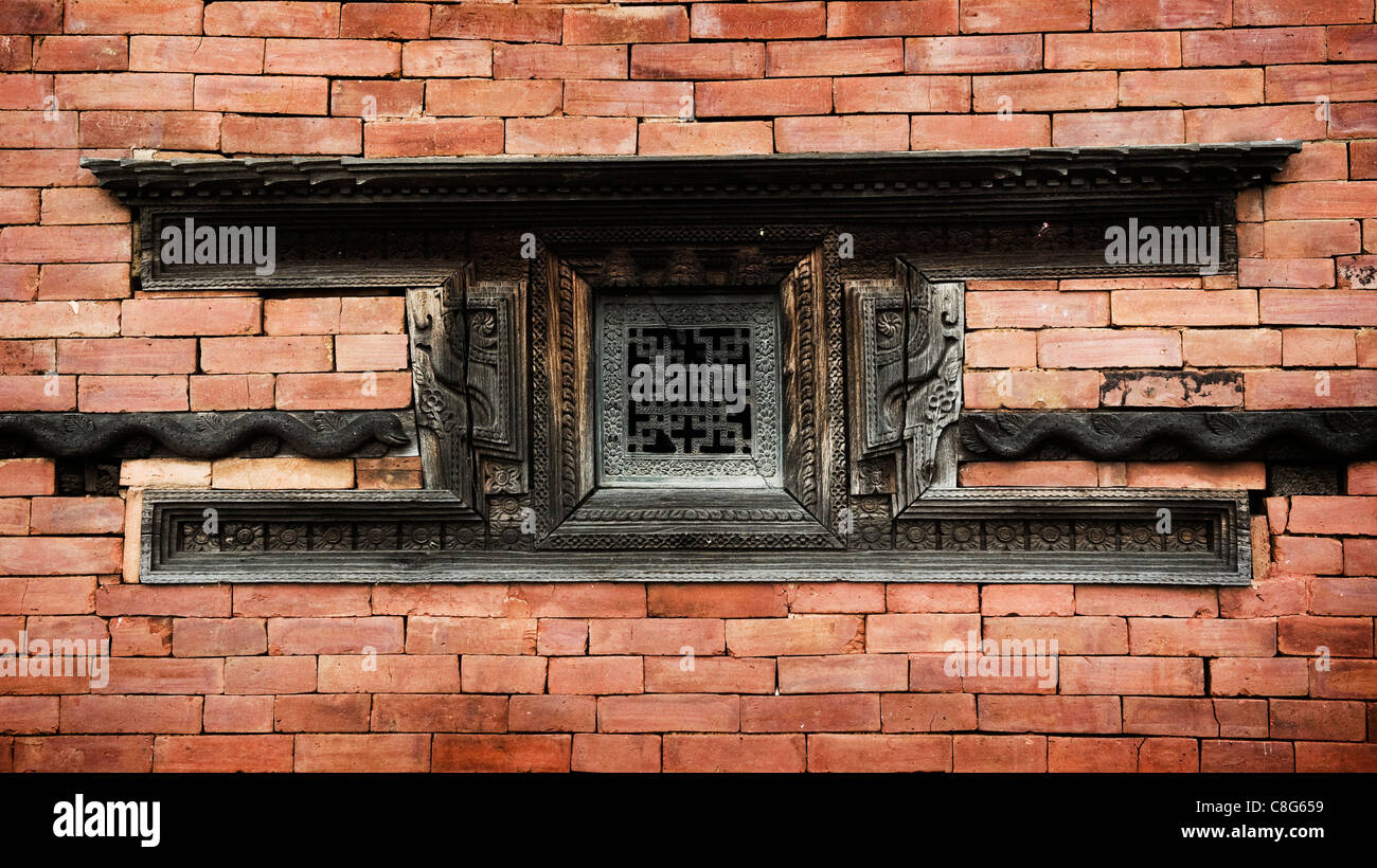 Carved wooden window detail at Gorkha Durbar, Gorkha, Nepal, Asia Stock ...