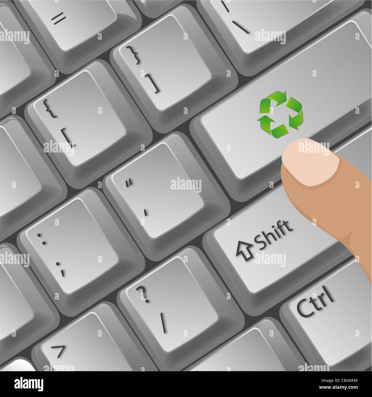 illustration of recycle button in key board Stock Photo - Alamy