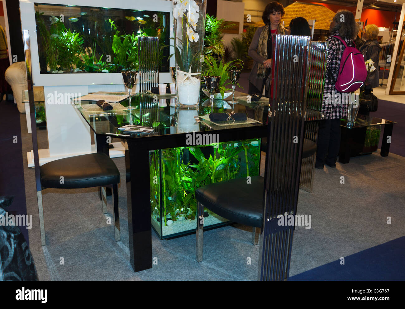 Paris, France, Glass Aquarium Dining Table on display in Home Consumer ...