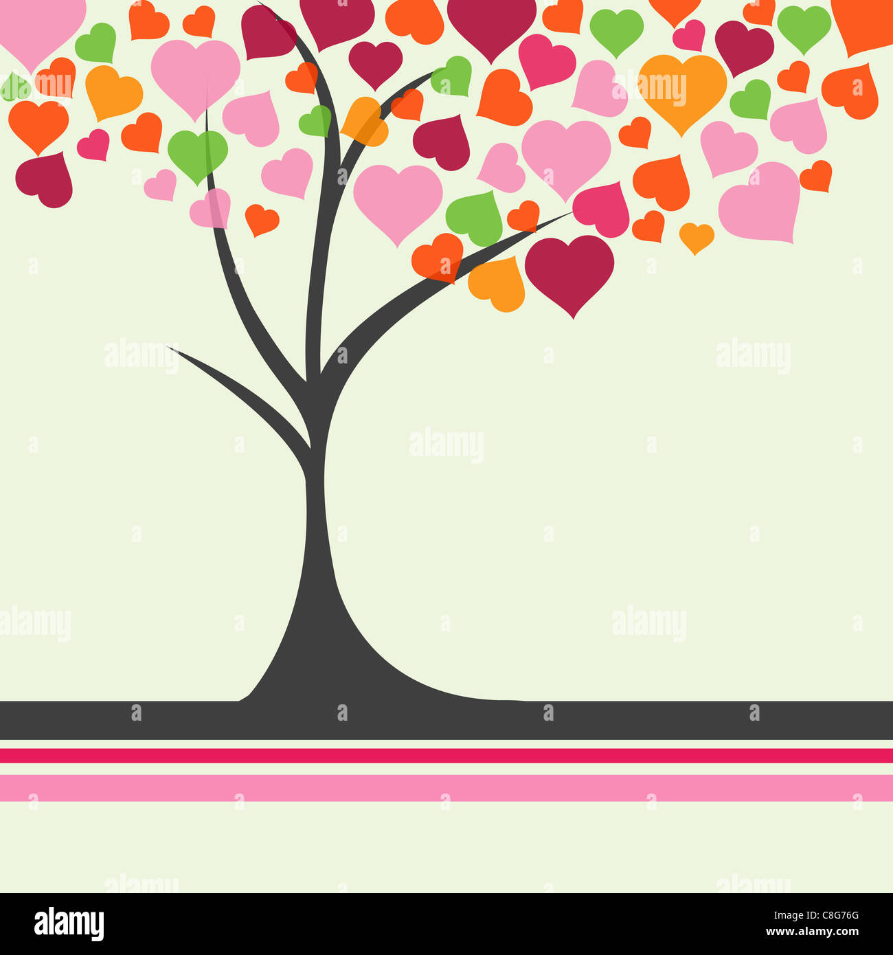 illustration of love tree with hearts Stock Photo - Alamy