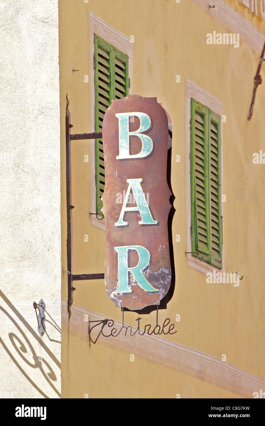 Weathered Rustic Metal Bar Sign Stock Photo - Alamy