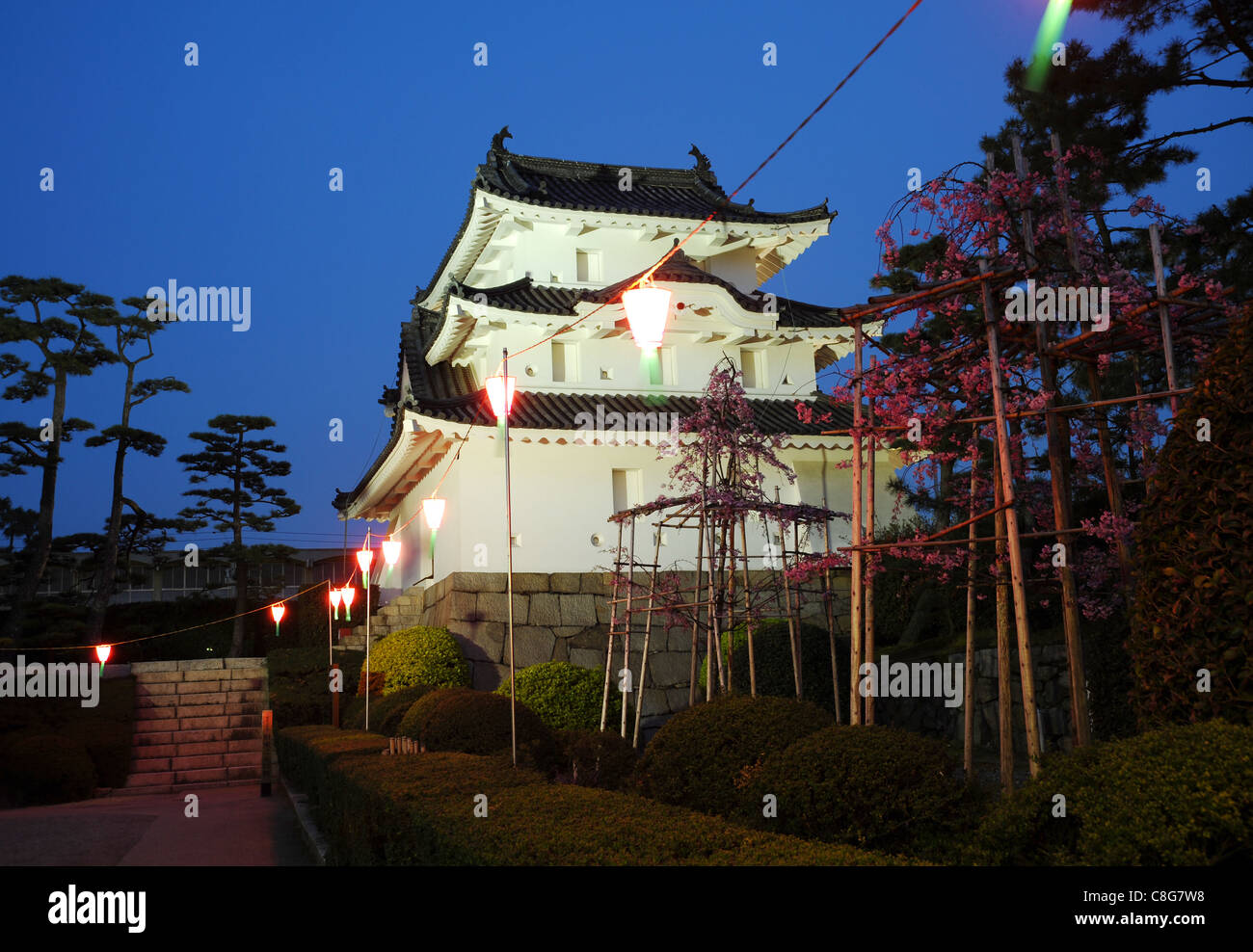 Night time view of the historic castle in japan Stock Photo - Alamy
