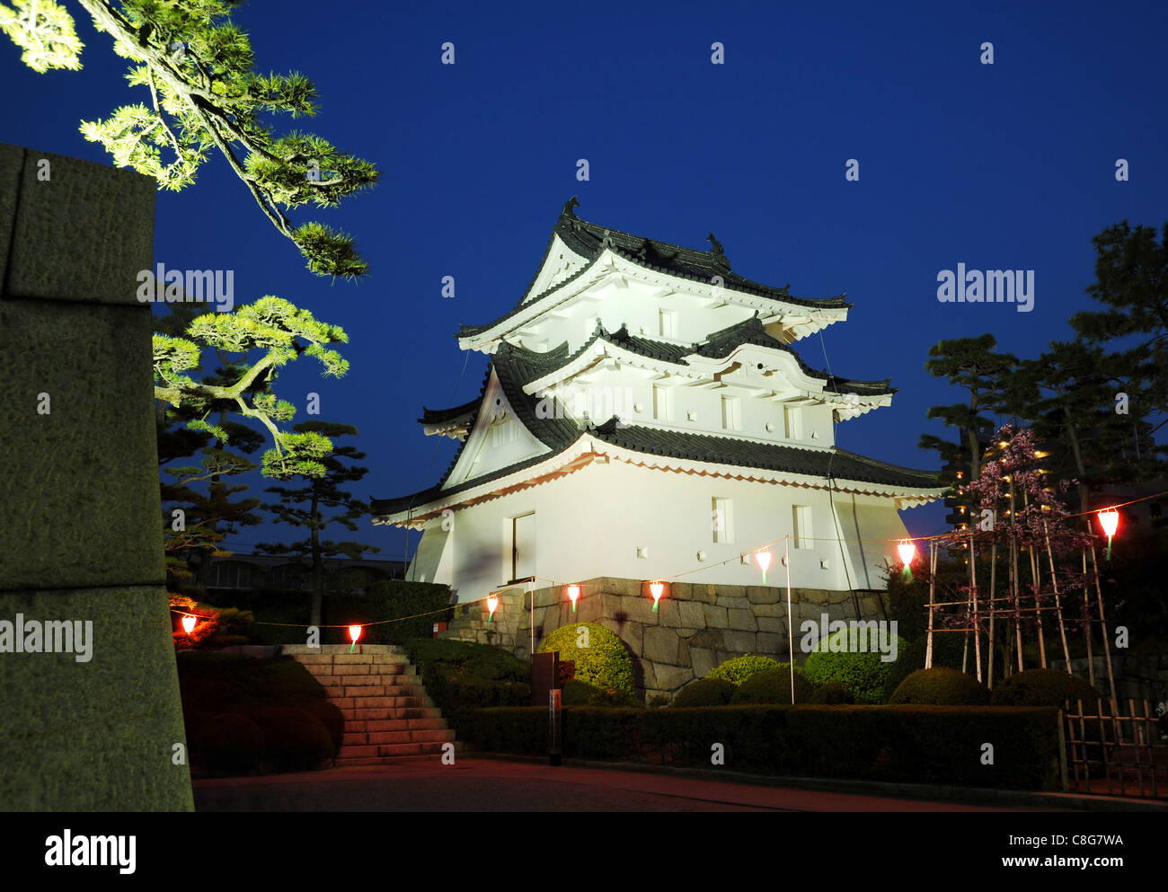 Night time view of the historic castle in japan Stock Photo - Alamy