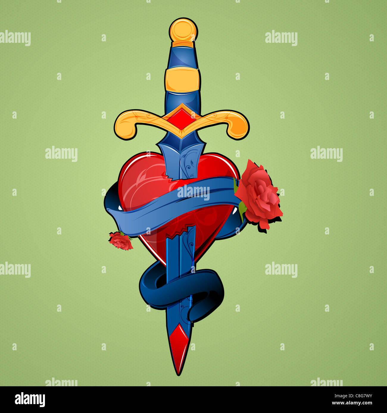 illustration of heart with sword Stock Photo - Alamy