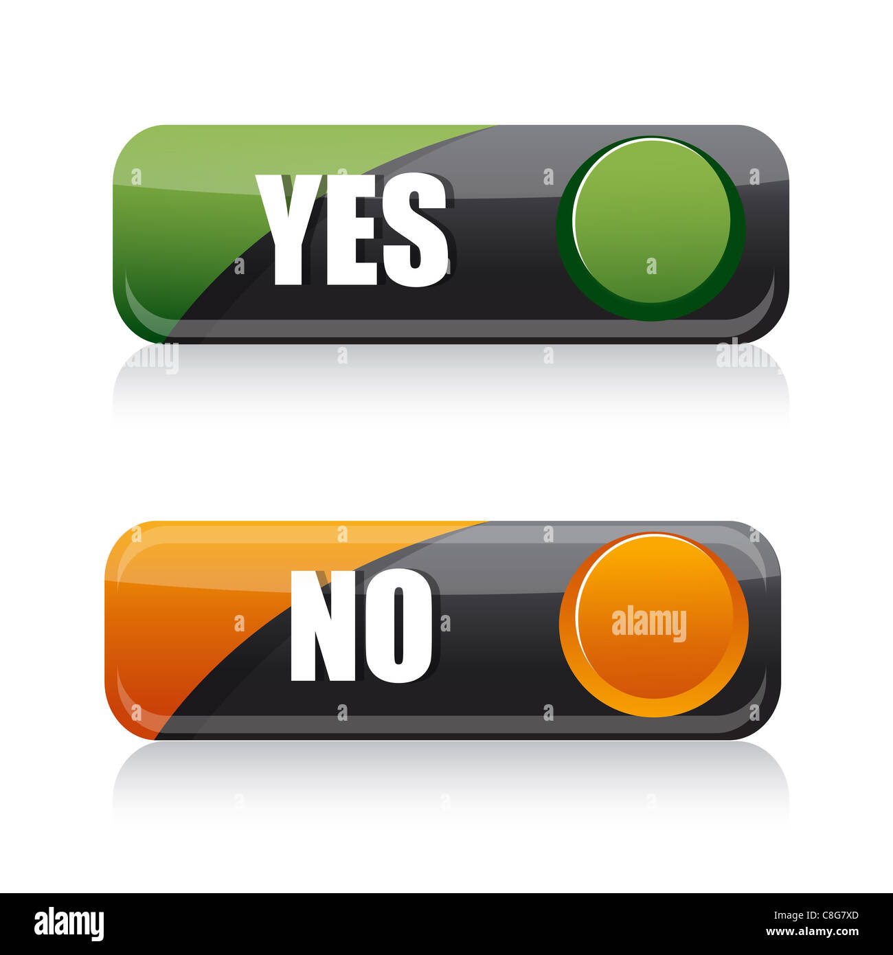 illustration of yes and no buttons on white background Stock Photo - Alamy