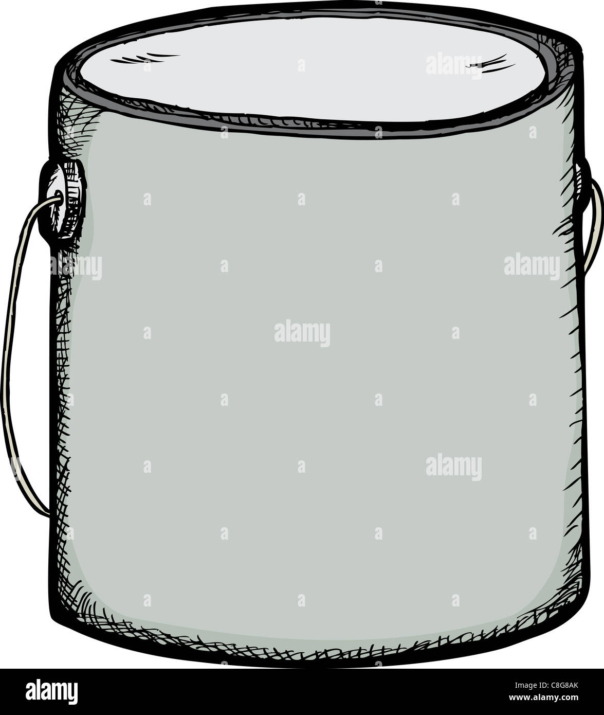 Hand-drawn large generic paint can with blank label Stock Photo - Alamy