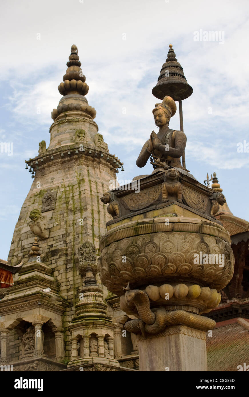 King Bhupatindra Malla's Column with the Vatsala Durga Temple in the ...