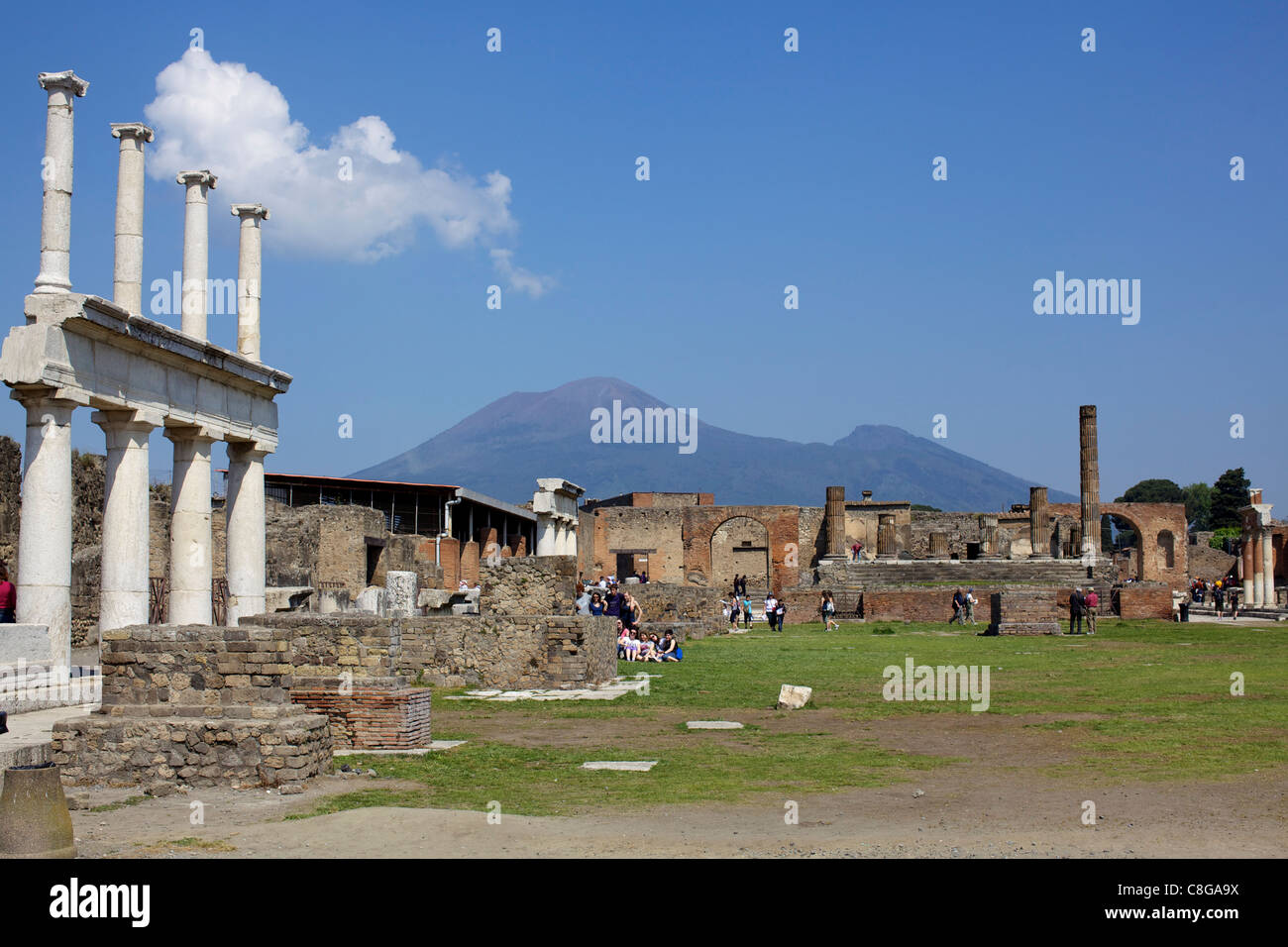 View of Mount Vesuvius from the ruins of Pompeii, UNESCO World Heritage ...