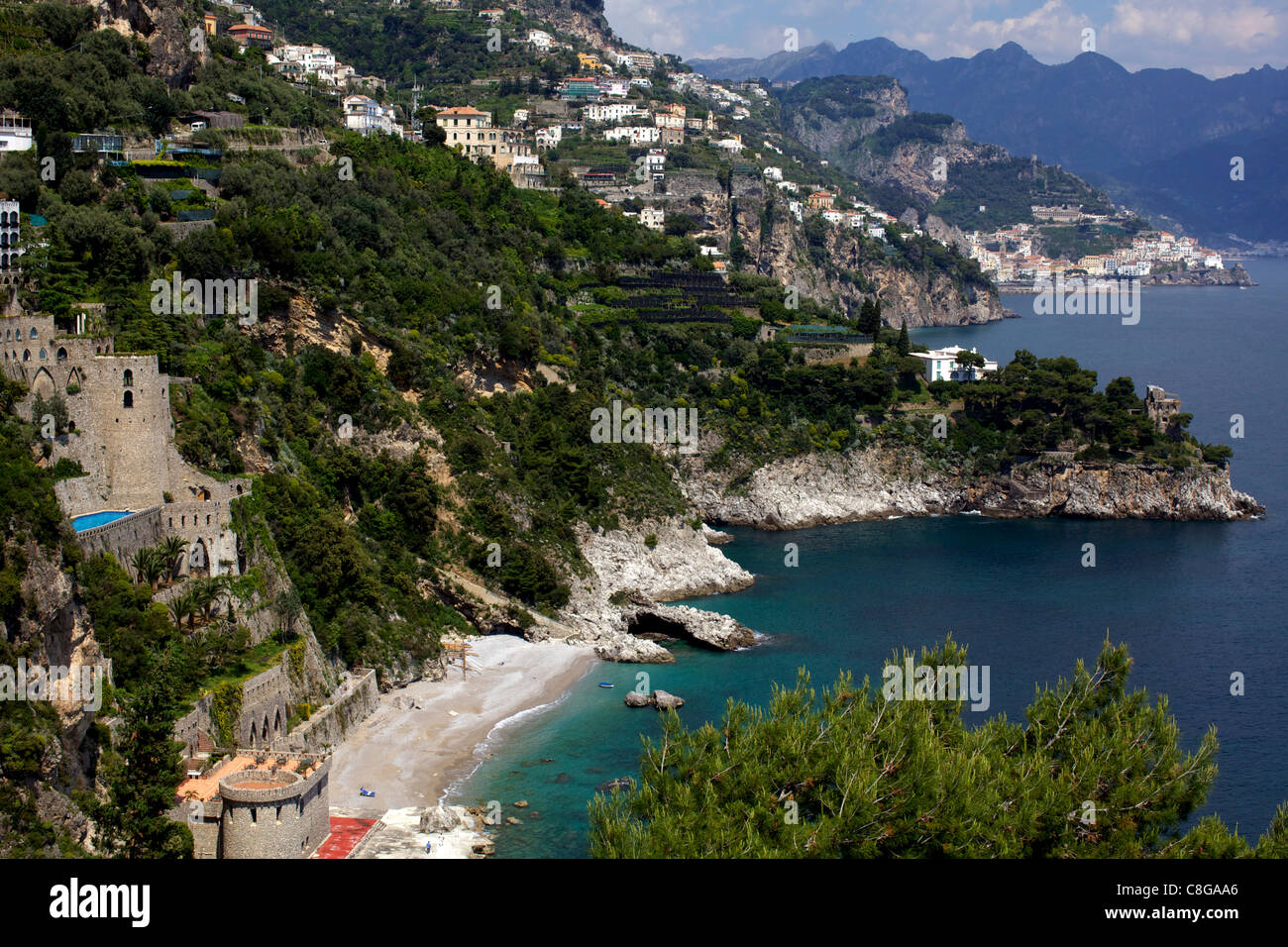 View of the Amalfi Coast around Amalfi, UNESCO World Heritage Site ...