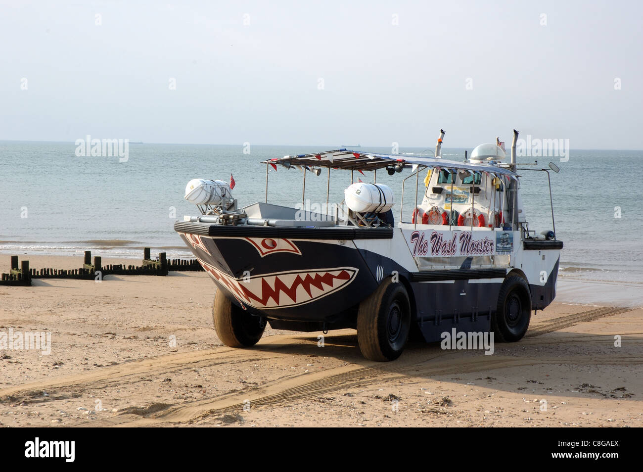 Wiley, the Wash Monster amphibious craft on the beach at Hunstanton in ...