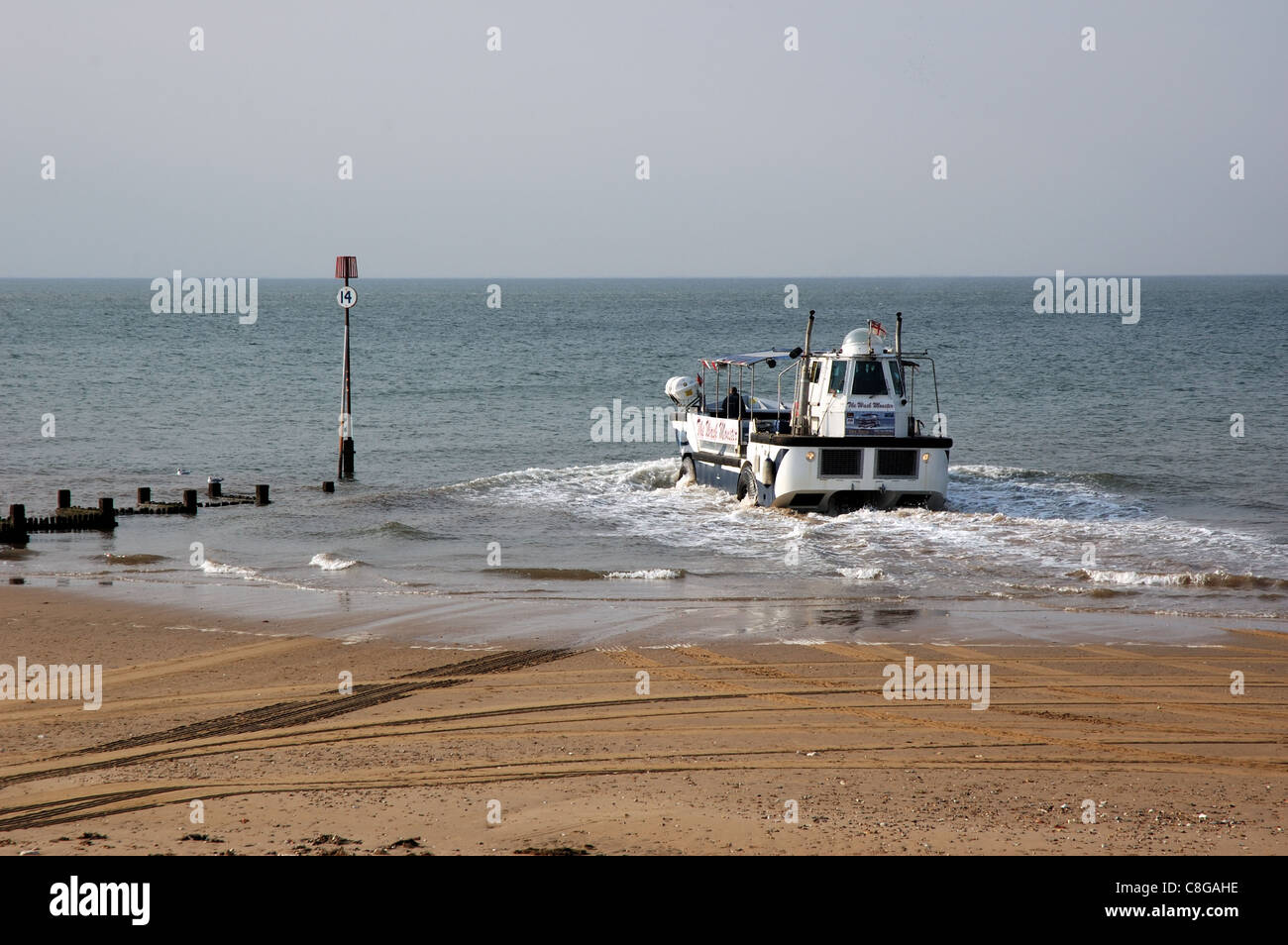 Wiley, the Wash Monster amphibious craft on the beach at Hunstanton in ...