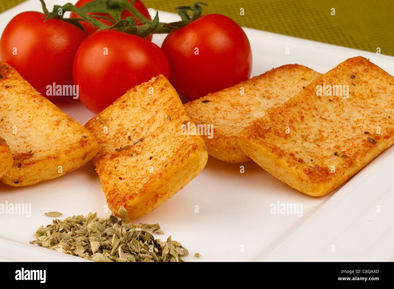 Spicy tomato and oregano crackers, Mediterranean finger food Stock ...