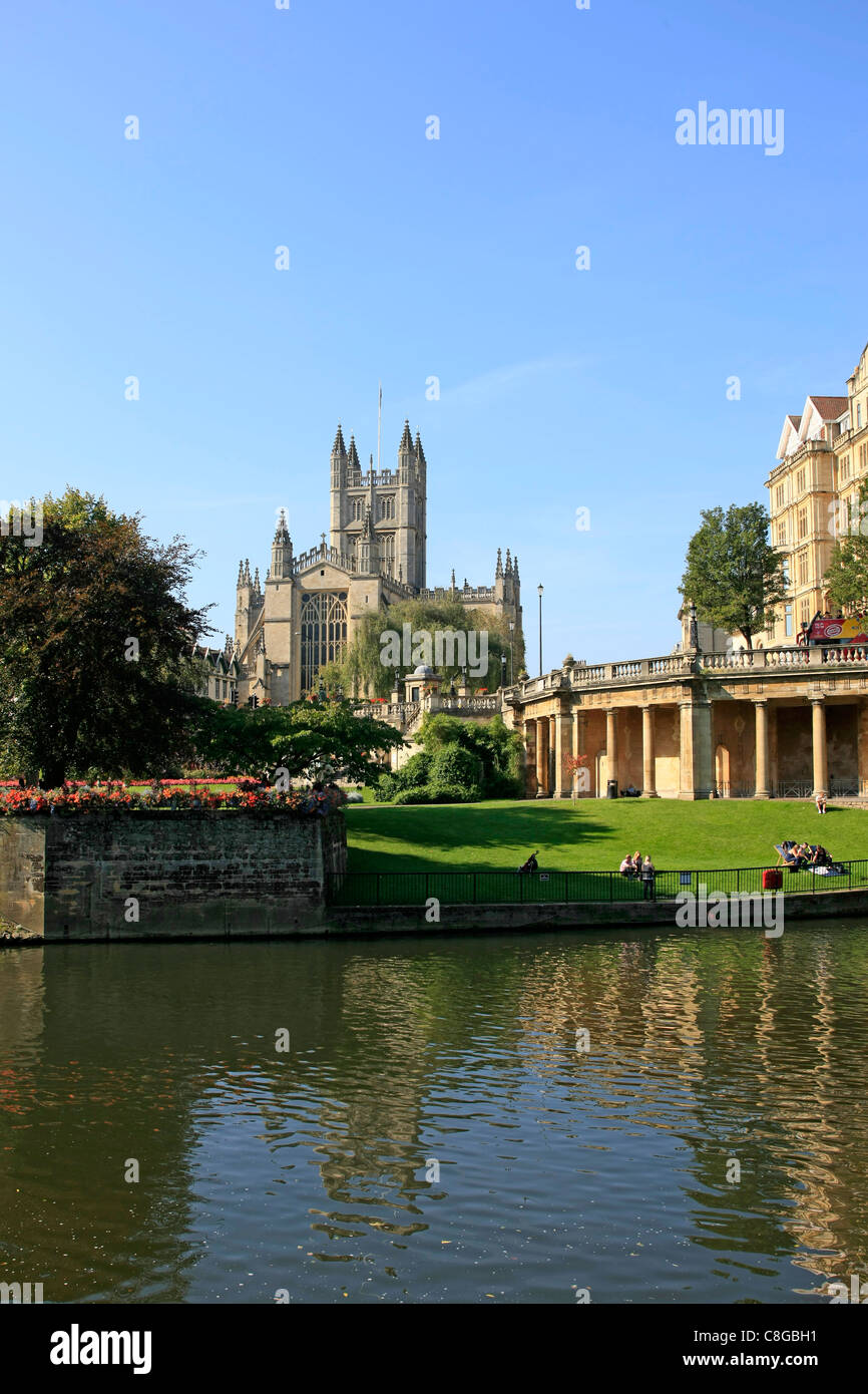 The Grand Parade Park and Cathedral in Bath Somerset England Stock ...