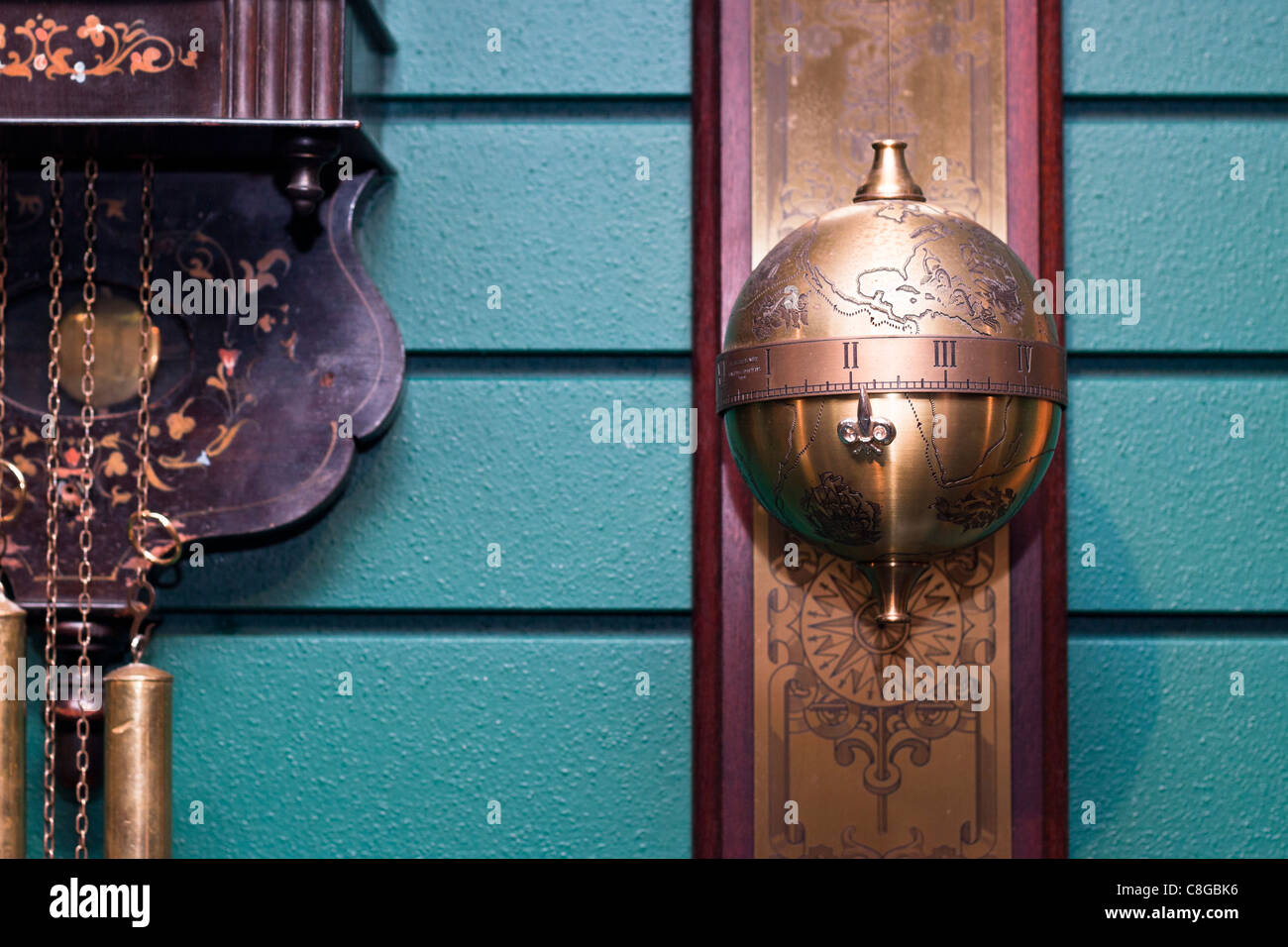 Detail of antique unique golden clock. Claphams National Clock Museum ...