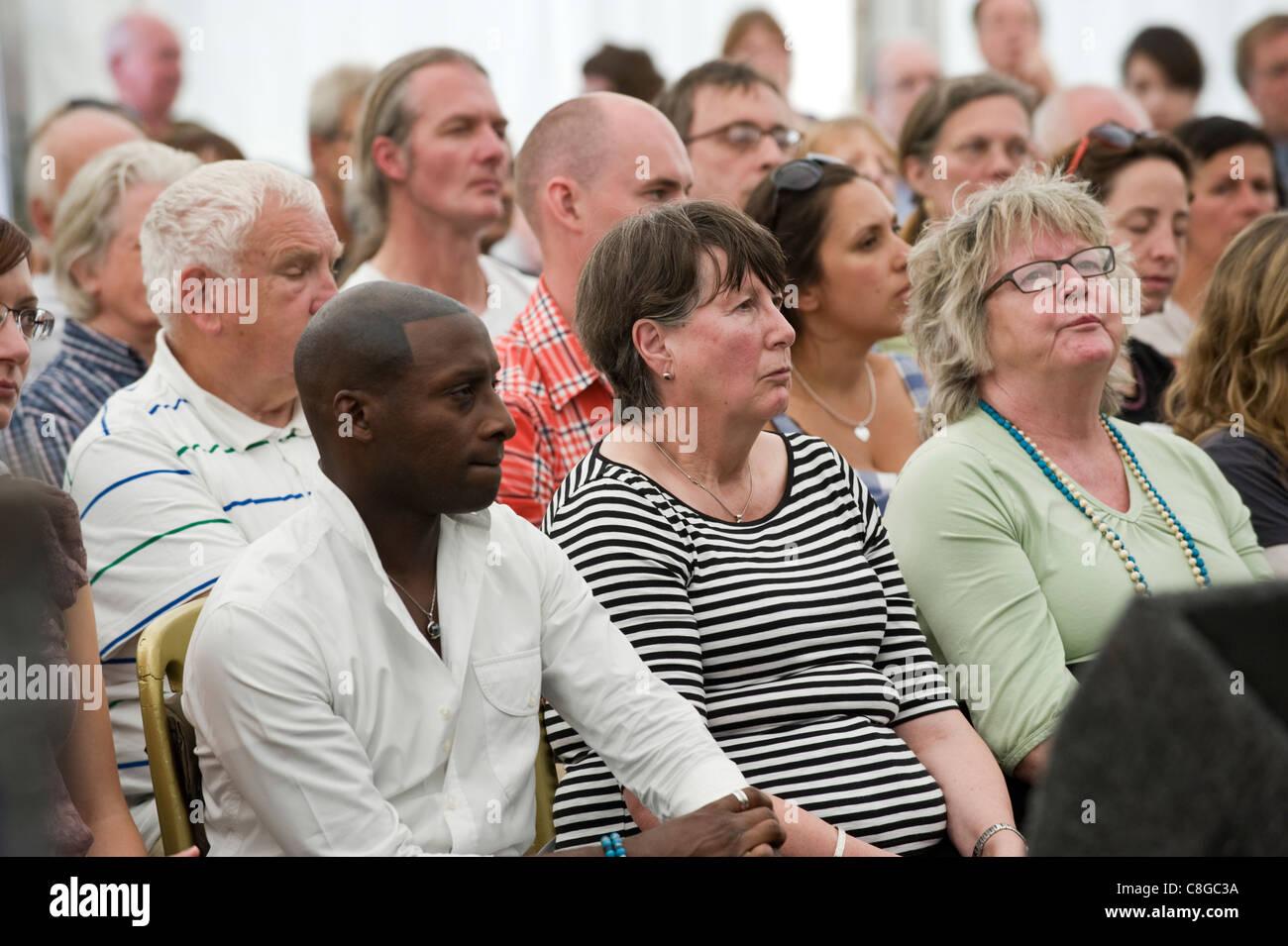 Audience watching listening too performance at Brecon Jazz Festival ...