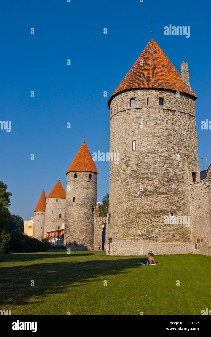 The old city walls of the Old Town of Tallinn, UNESCO World Heritage ...