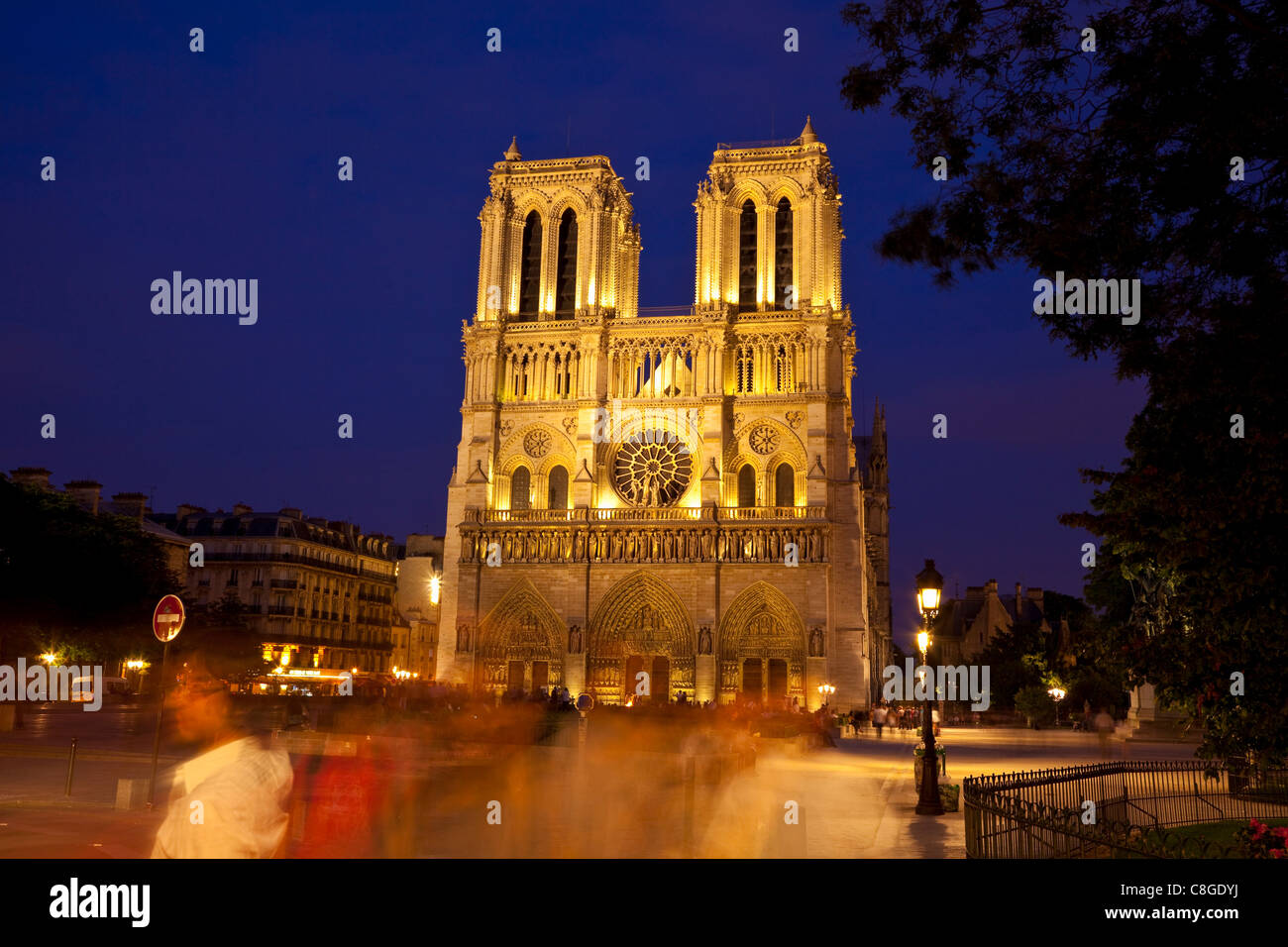 Notre Dame Cathedral at night, Paris, France Stock Photo - Alamy