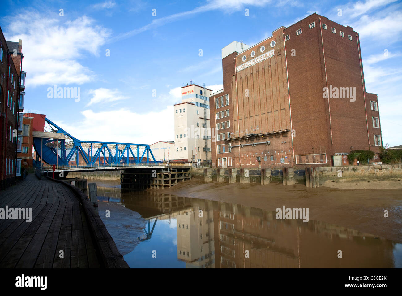 Drypool bridge and industrial buildings by River Hull, Hull, Yorkshire ...