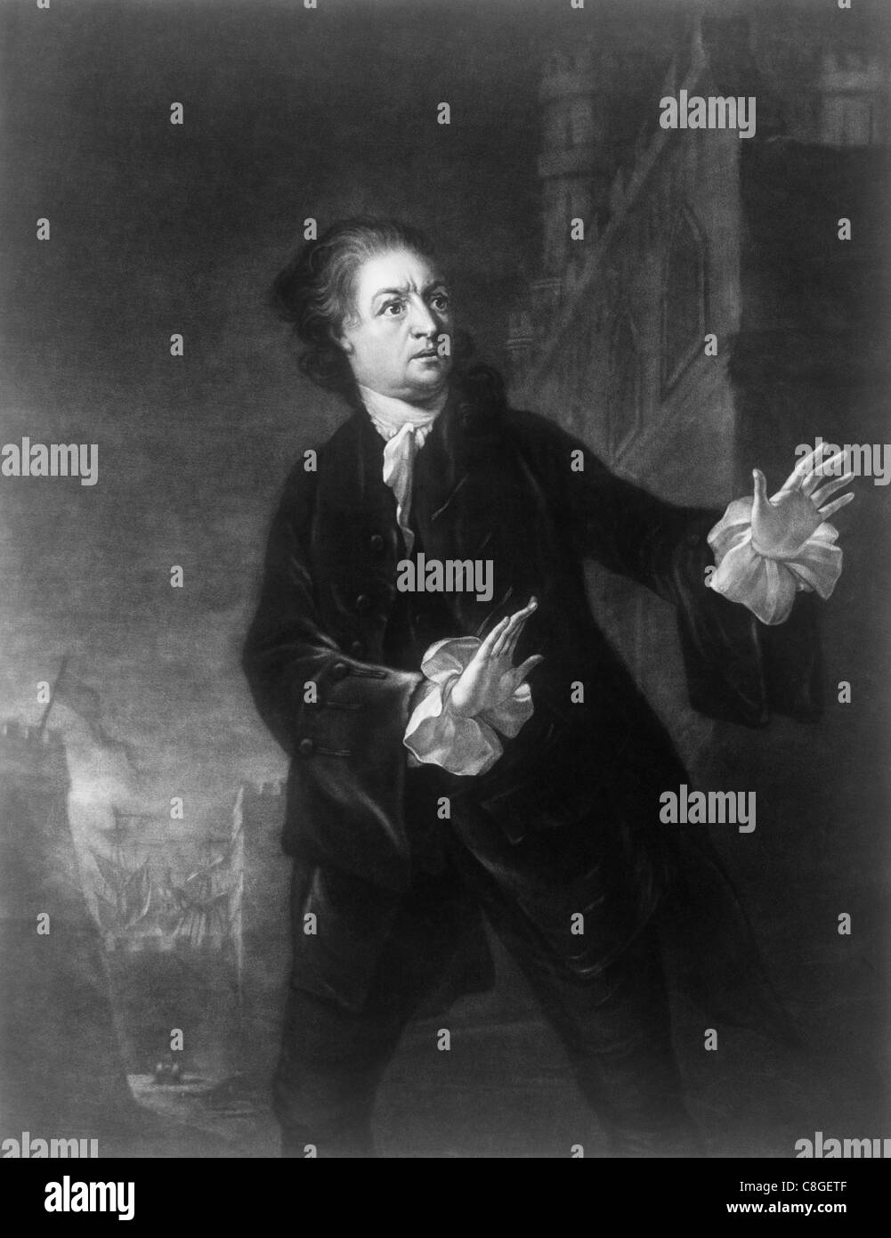 Vintage portrait of English actor David Garrick (1717 - 1779 Stock ...