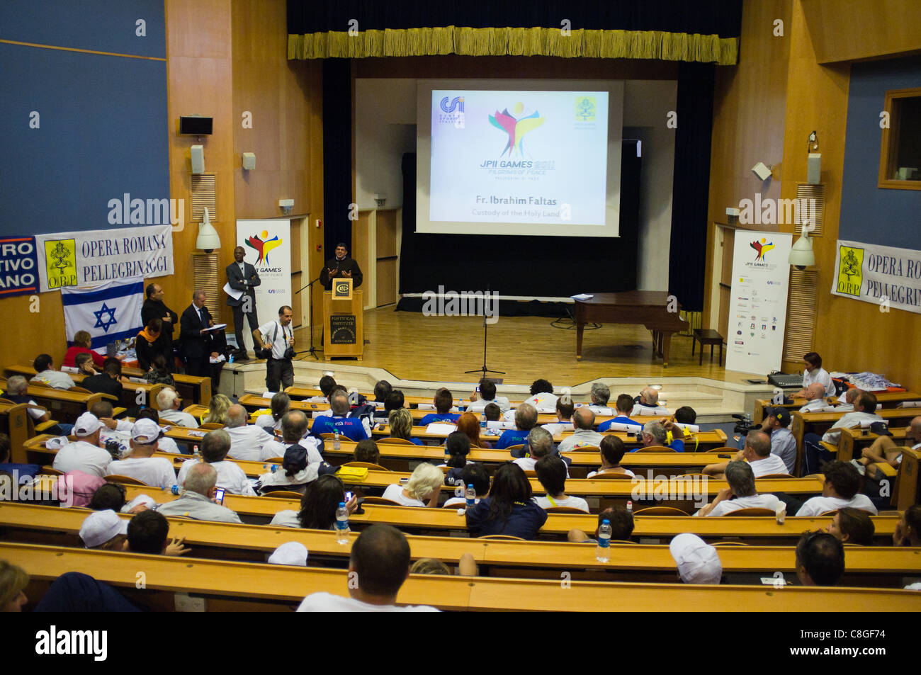 Father Ibrahim Faltas addresses the audience at the 8th John Paul II ...