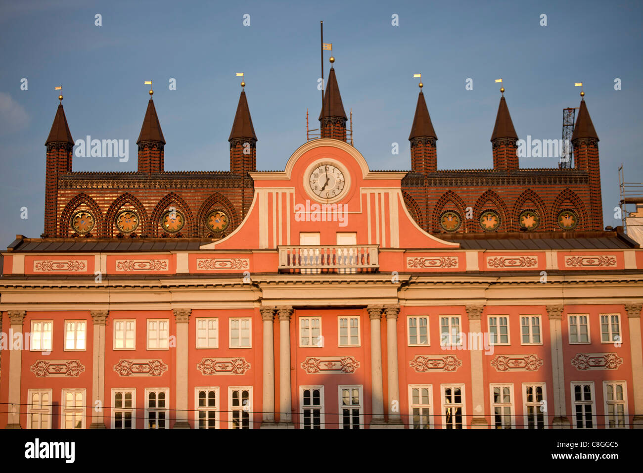 facade of the town hall, Rostock, Mecklenburg-Vorpommern, Germany Stock ...