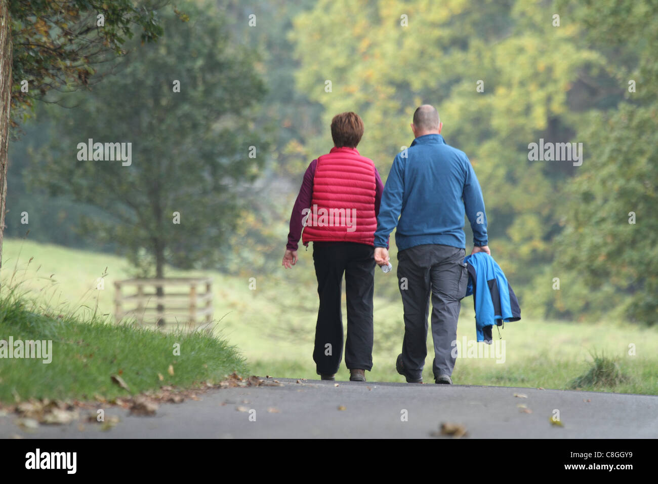 people walking in park rear view Stock Photo - Alamy