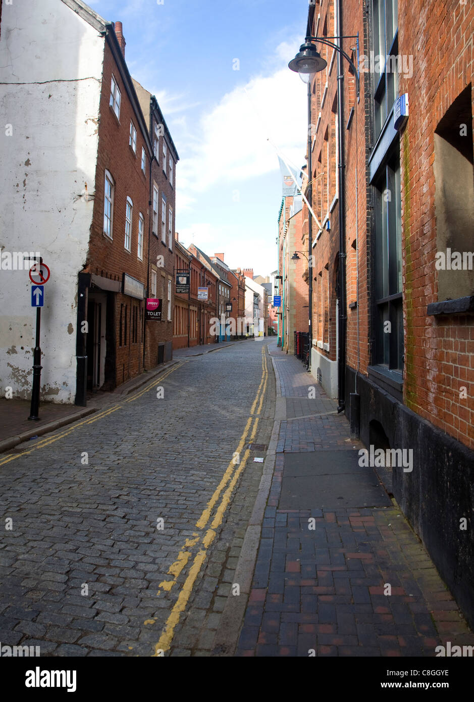 Narrow High Street in the old town, Hull, Yorkshire, England Stock ...