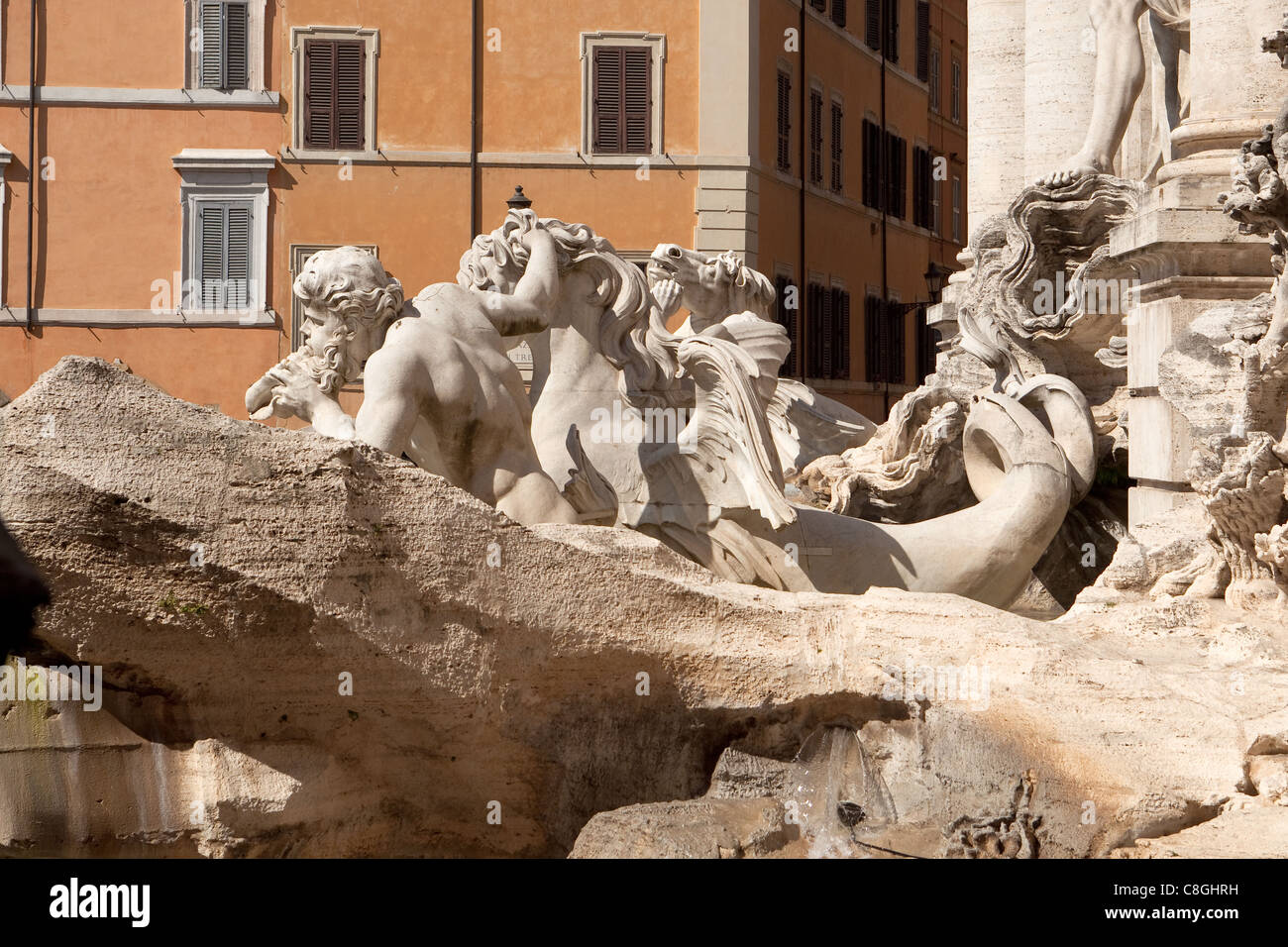 The Triton sounding the horn at the Trevi Fountain.A fountain in the ...
