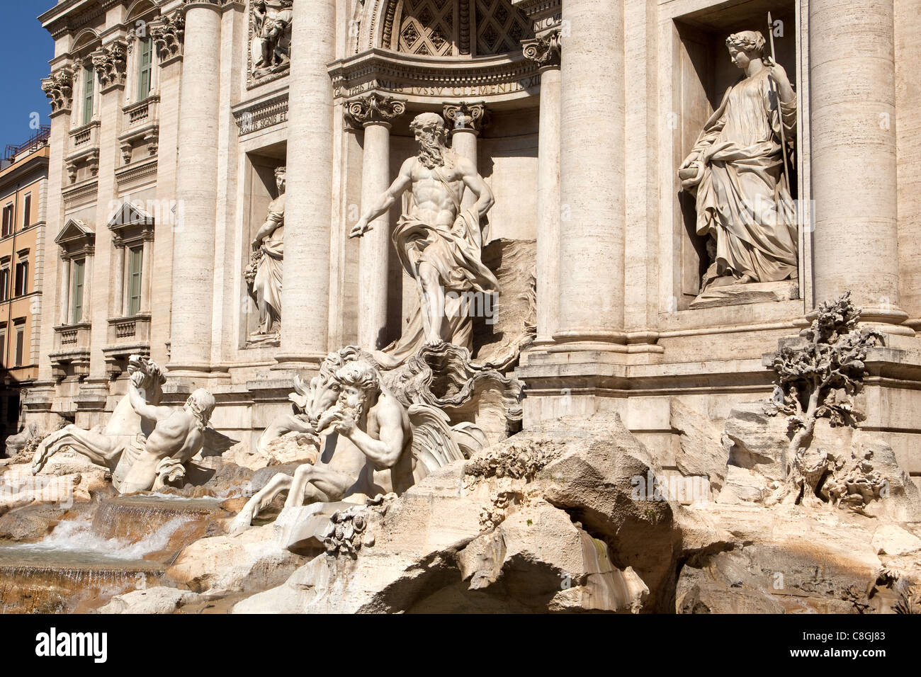 The Trevi Fountain.A fountain in the Trevi rione in Rome, Italy Stock ...