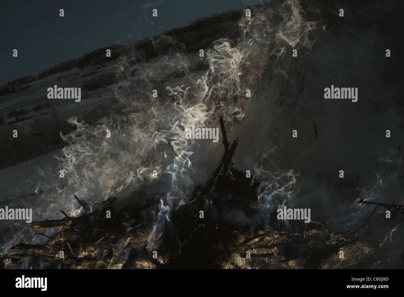 Campfire, fire, flames, surreal, concepts, art, smoke, Infrared, glow ...