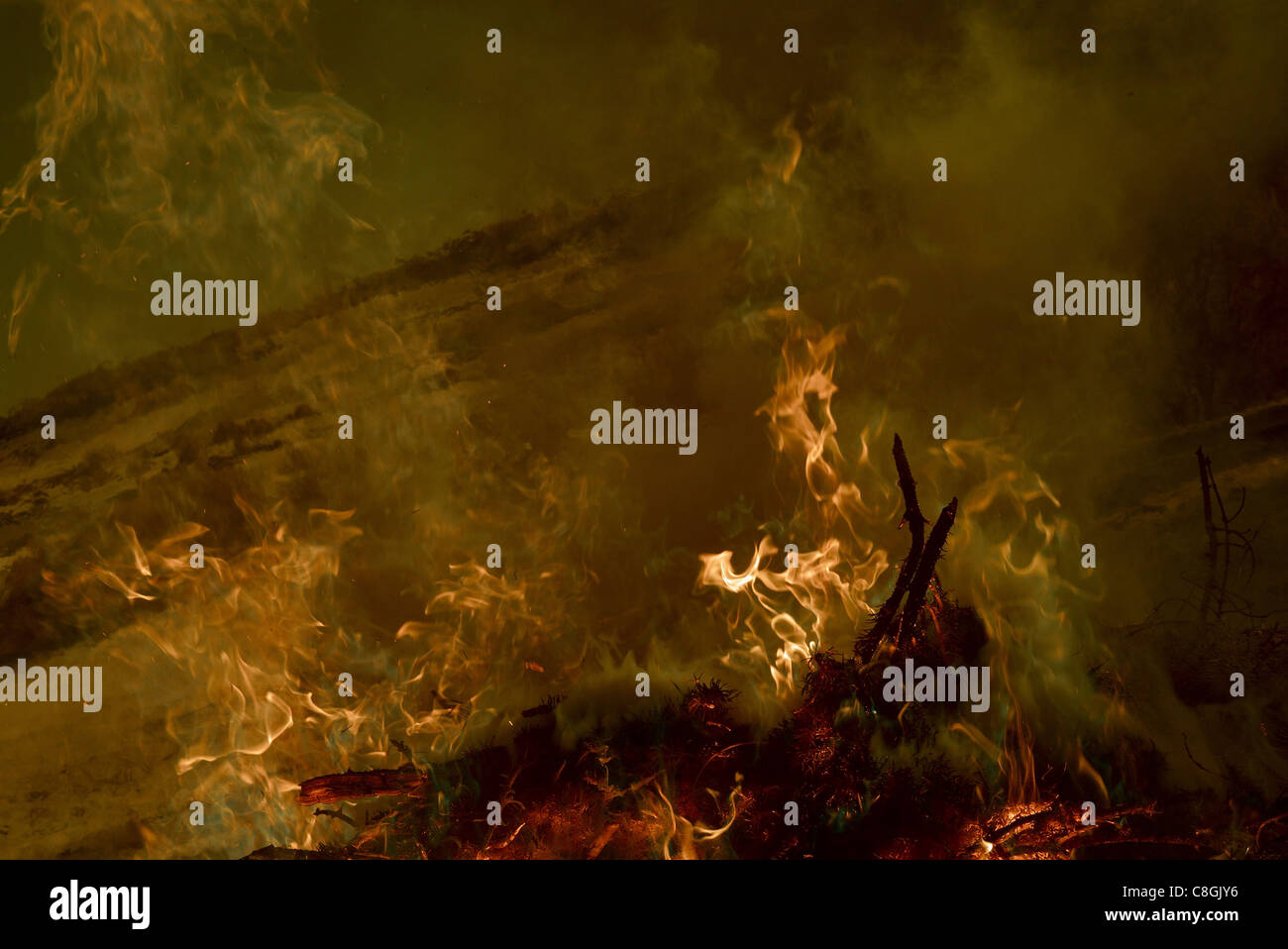 Campfire, fire, flames, surreal, concepts, art, smoke, Infrared, glow ...