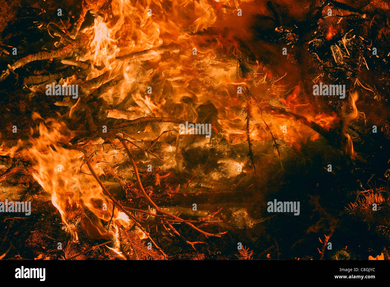 Campfire, fire, flames, surreal, concepts, art, smoke, Infrared, glow ...