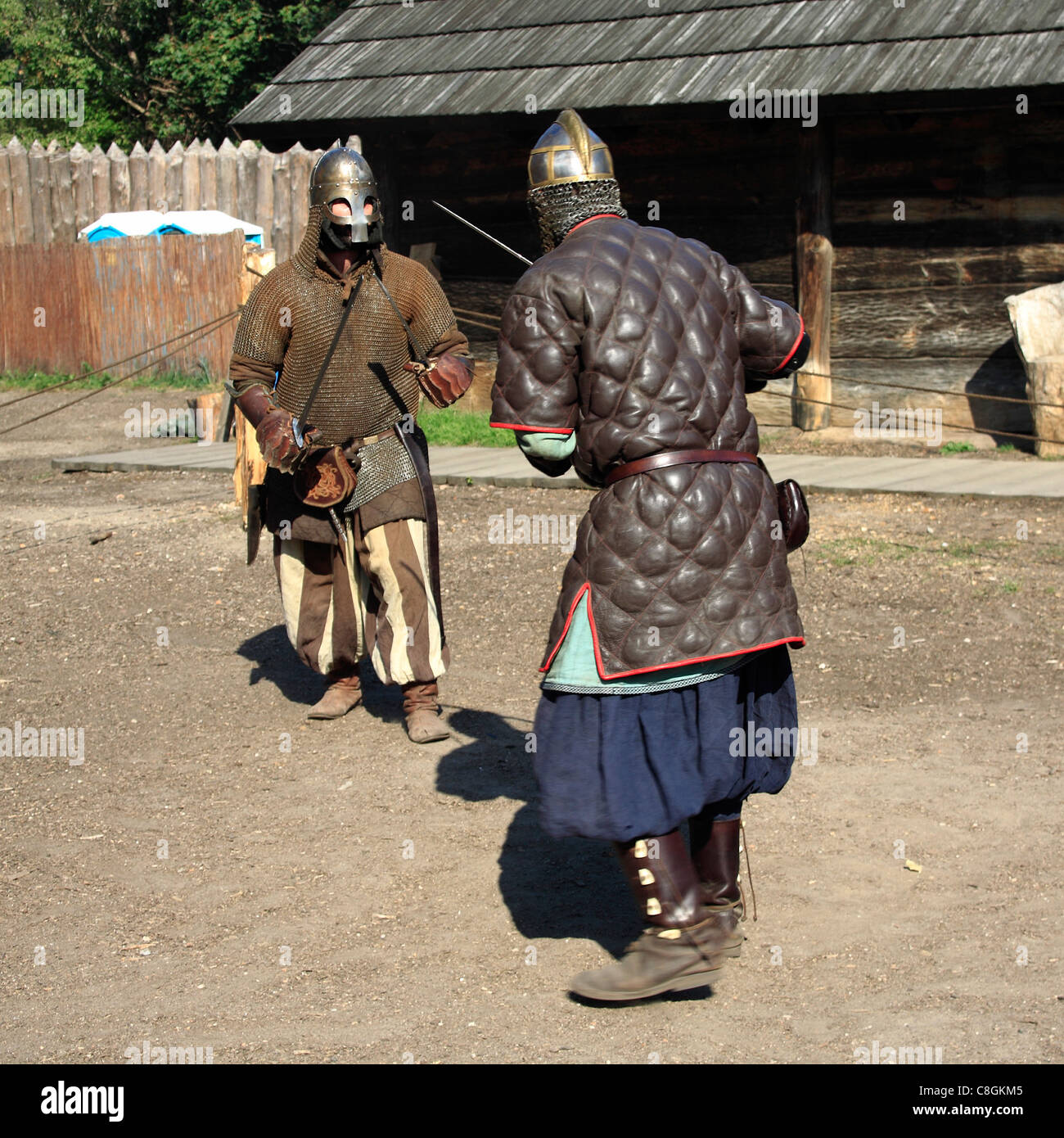 Jomsborg Vikings fighting with swords, Warsaw, Poland Stock Photo - Alamy