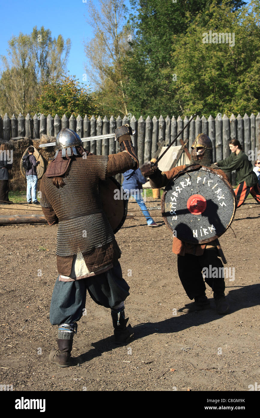 Jomsborg Vikings fighting with swords, Warsaw, Poland Stock Photo - Alamy