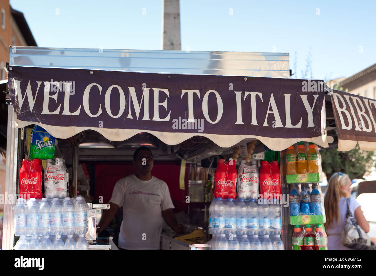 Fast food stand for tourists on the via della conciliazione at the ...