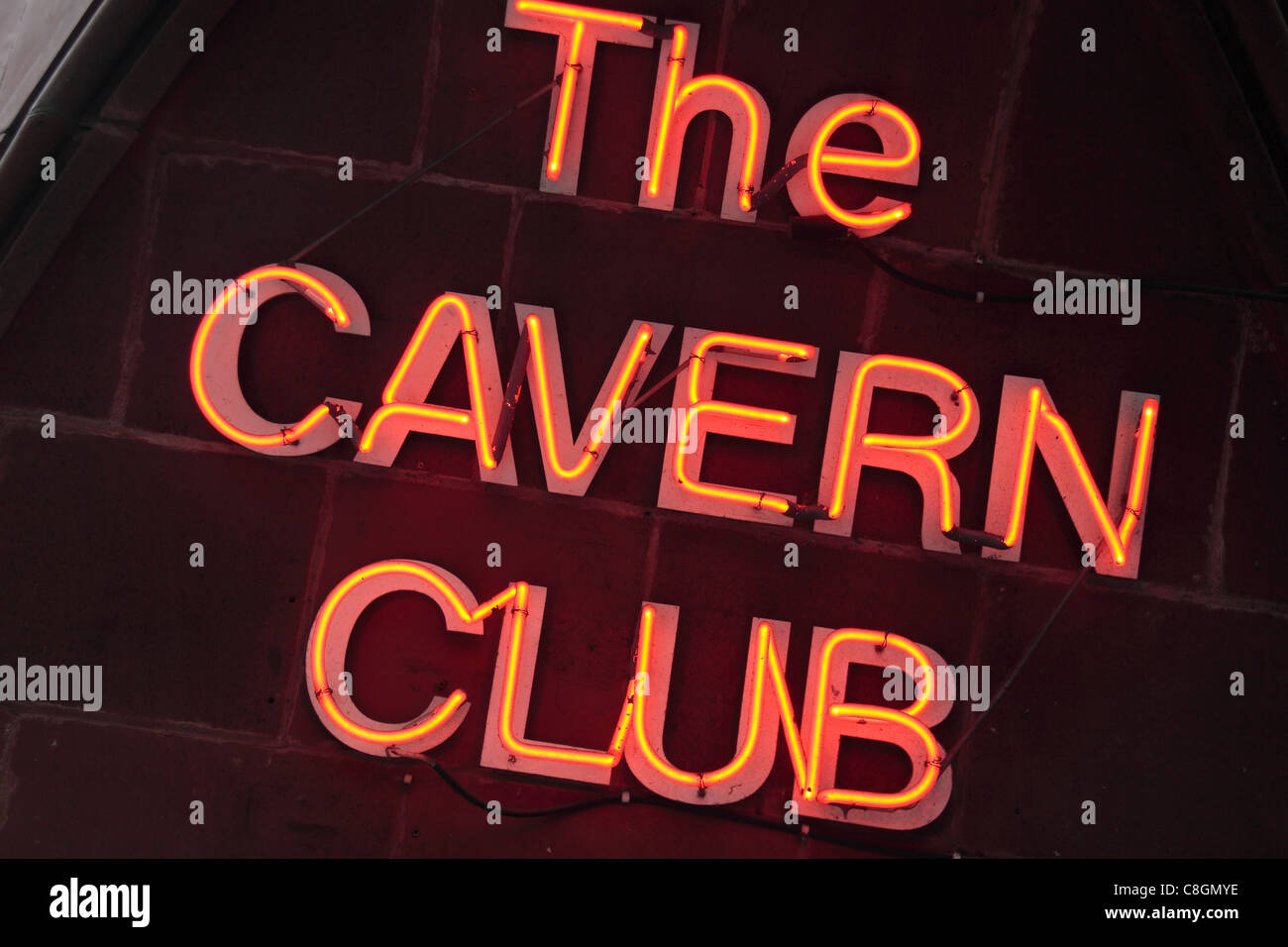 Neon sign leading into the world famous Cavern Club, where the Beatles ...