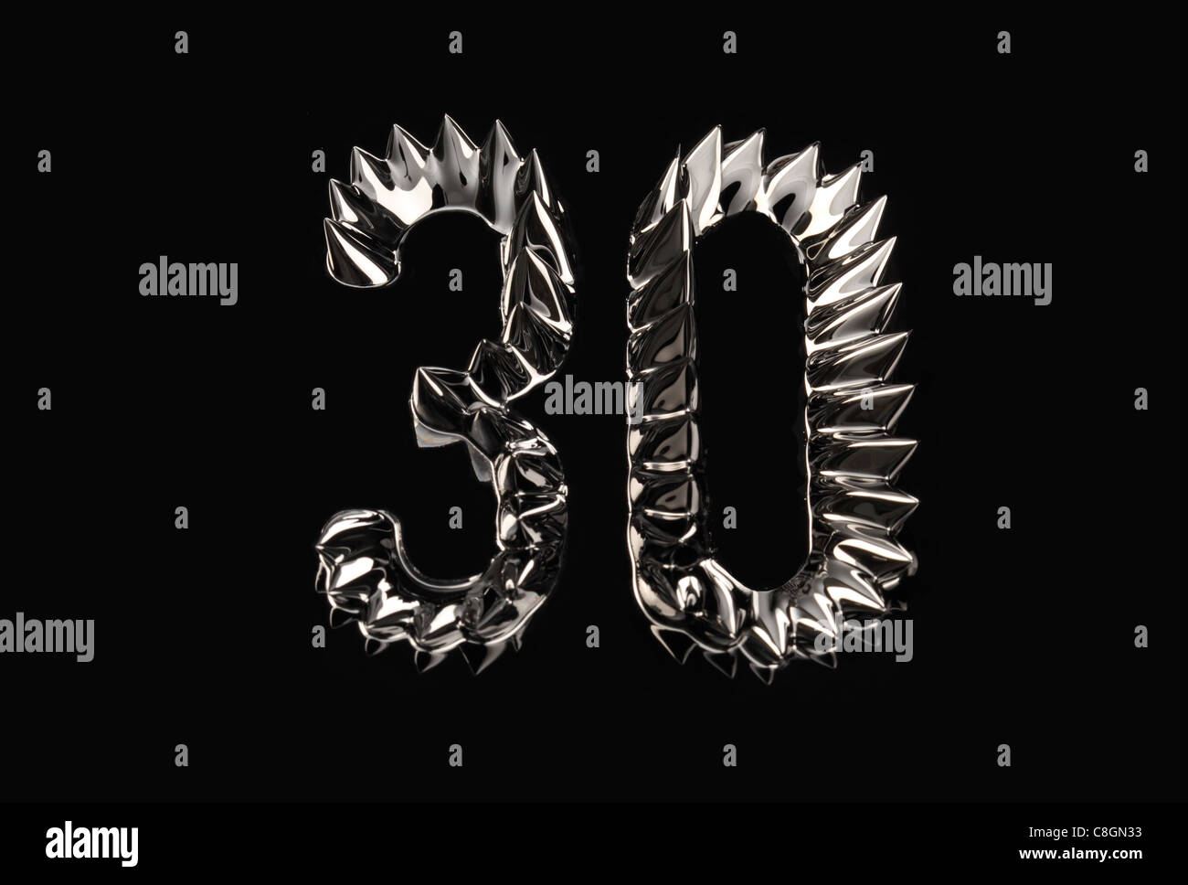 The number 30 thirty shown in ferro magnetic liquid Stock Photo - Alamy