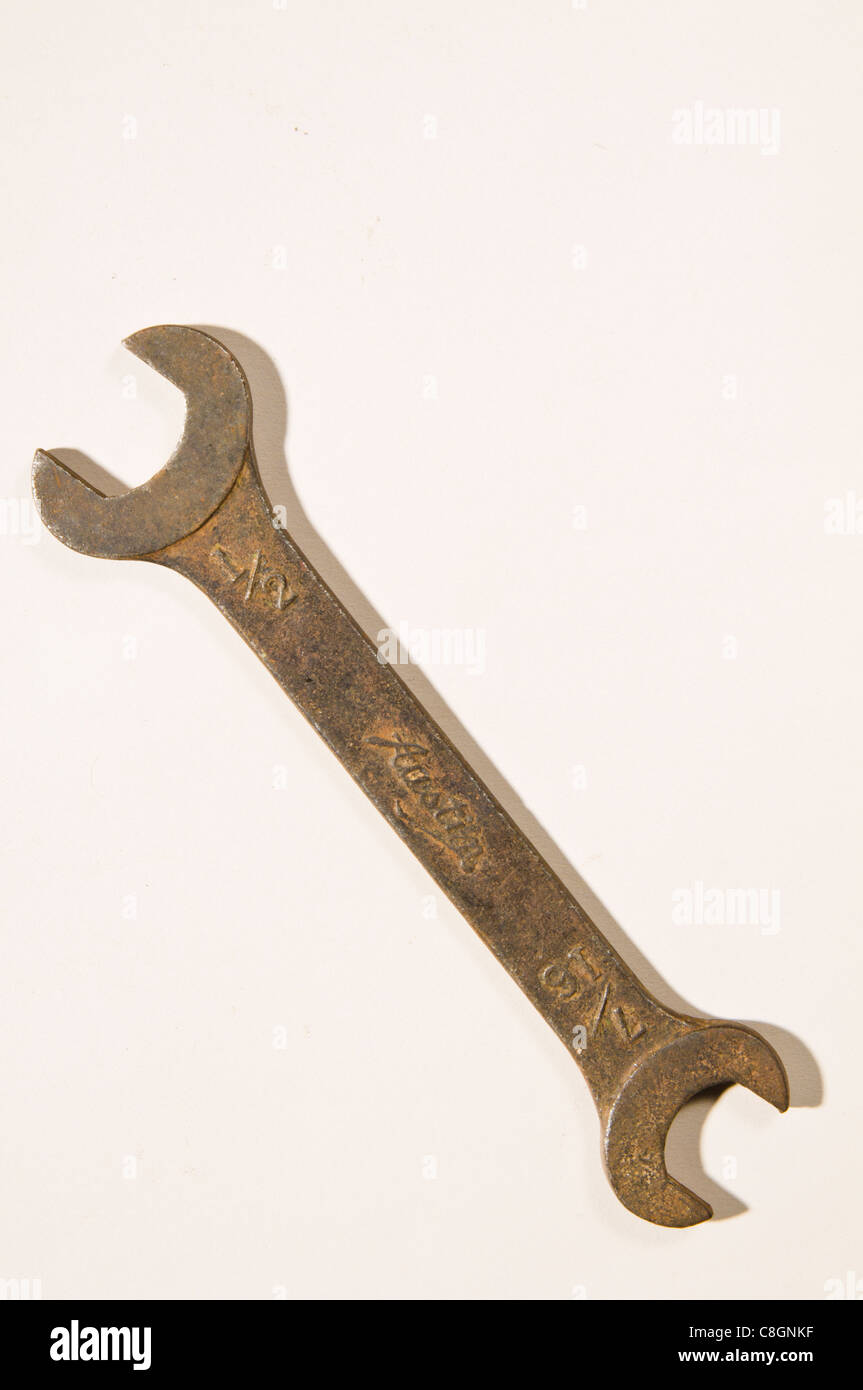 Rusty old open ended Spanner Stock Photo - Alamy