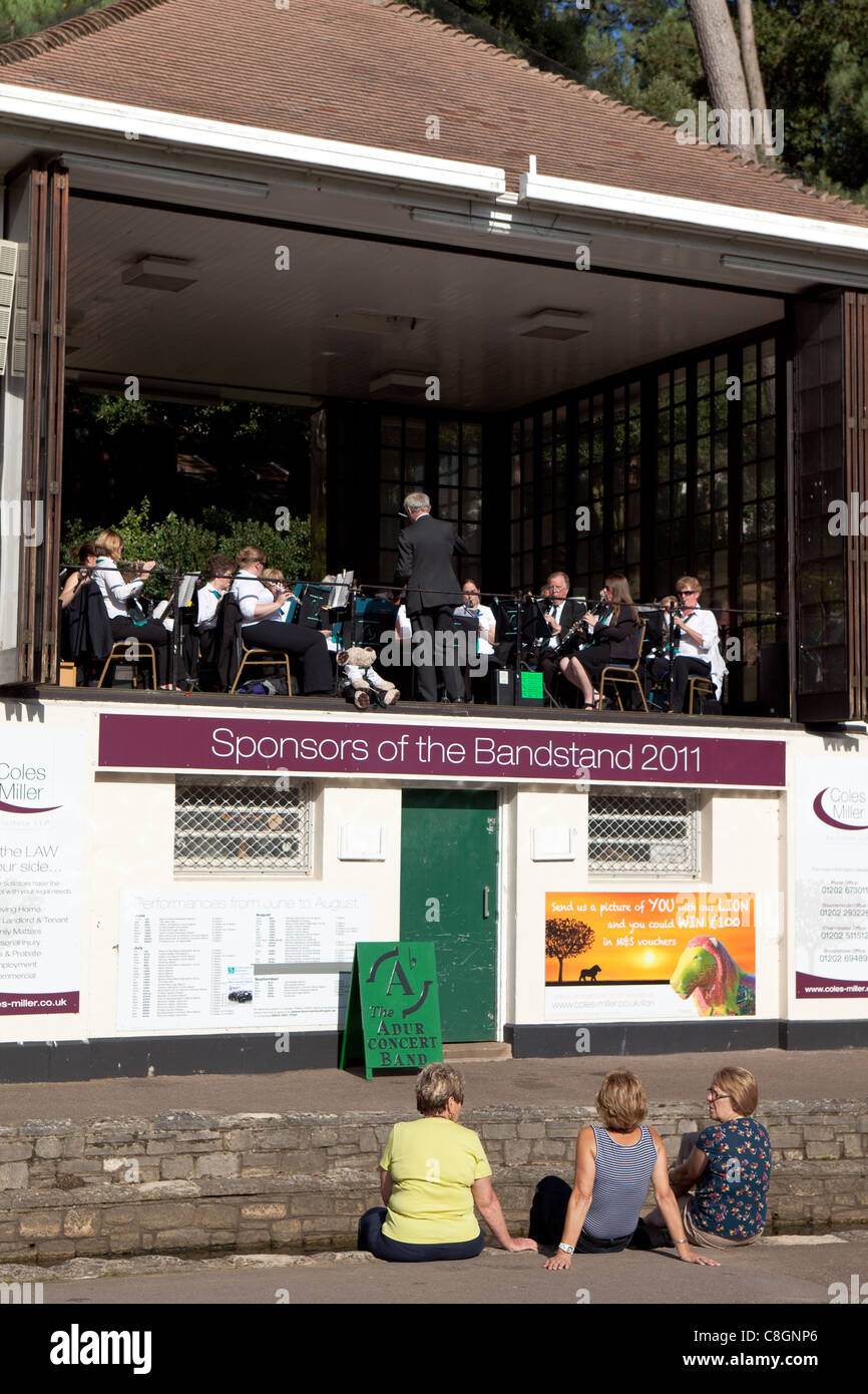Public Bandstand Bournemouth Winter gardens in the summer sun with ...