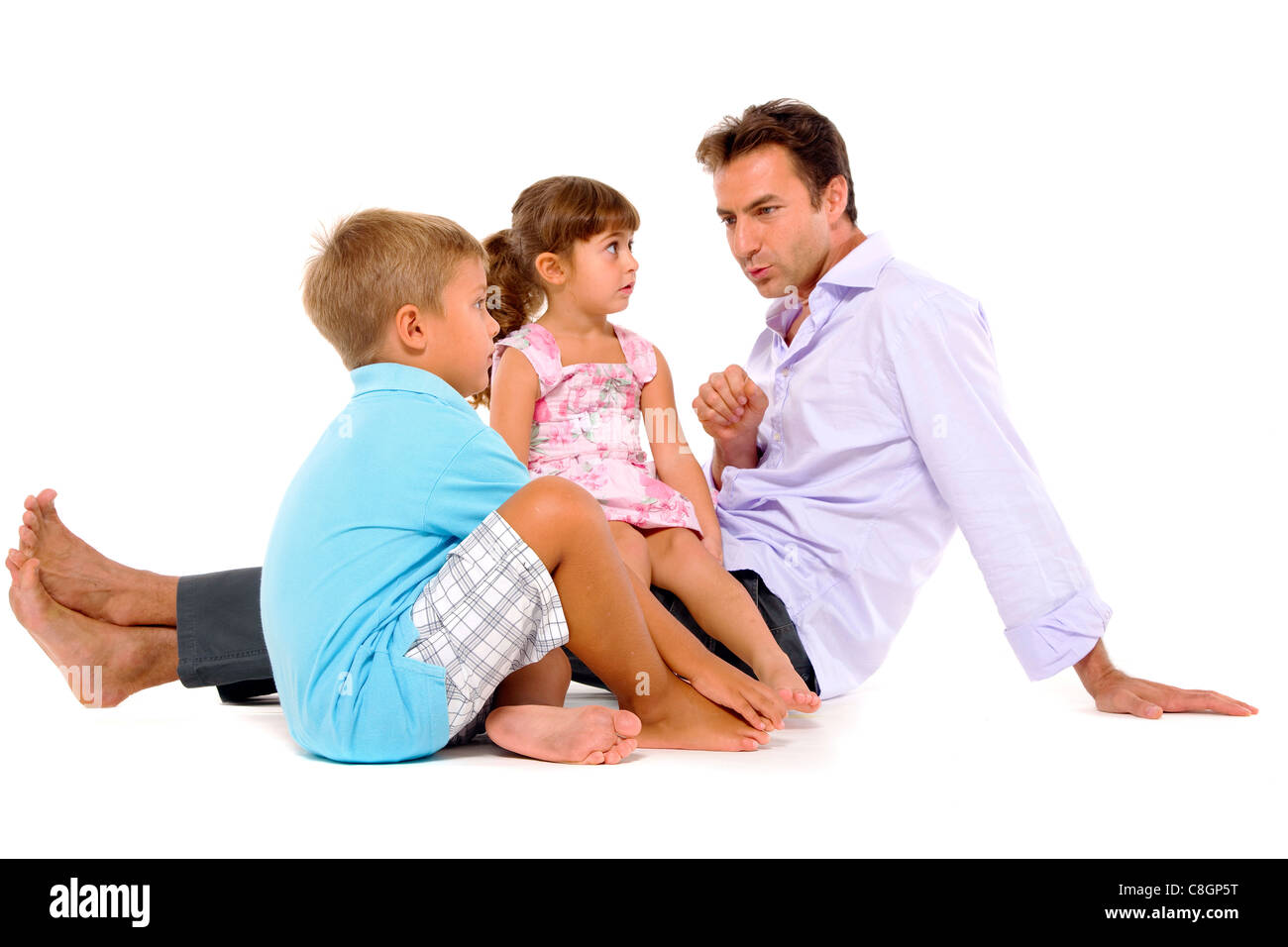 father with two children Stock Photo - Alamy