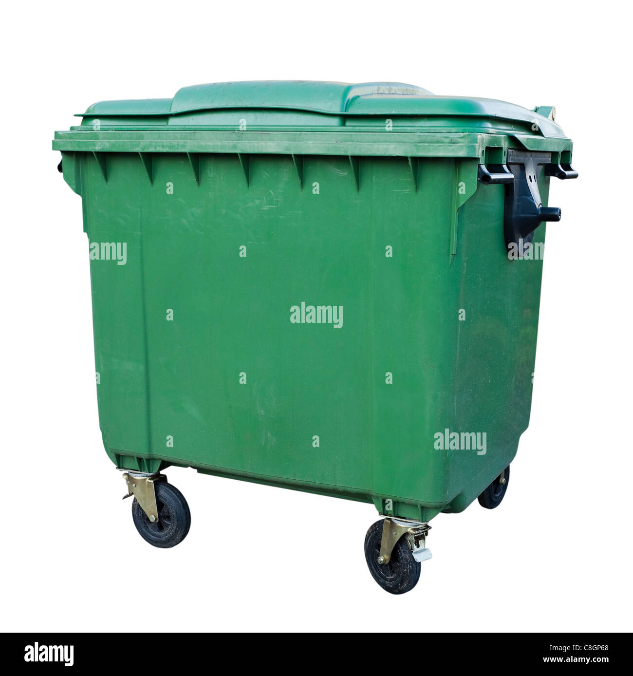 Green recycling container isolated on white background Stock Photo - Alamy