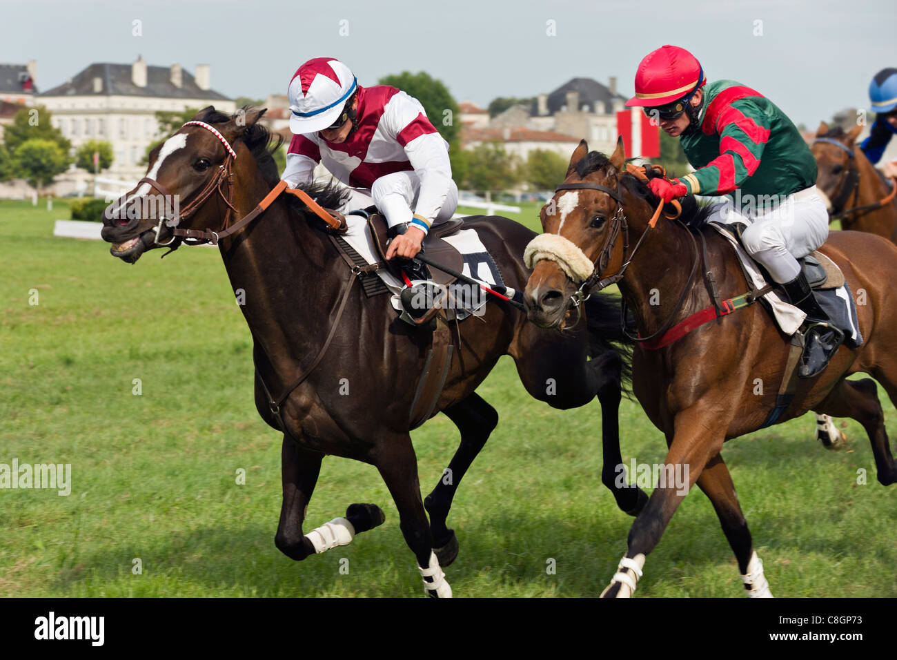 Running horse and jockey hi-res stock photography and images - Alamy
