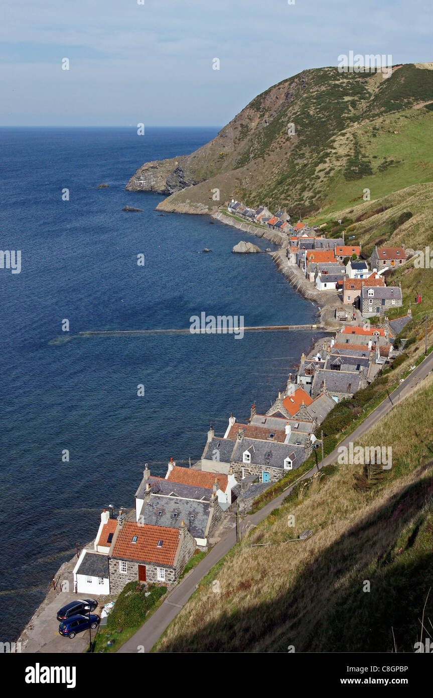 The former fishing village of Crovie in Aberdeenshire Scotland seen ...