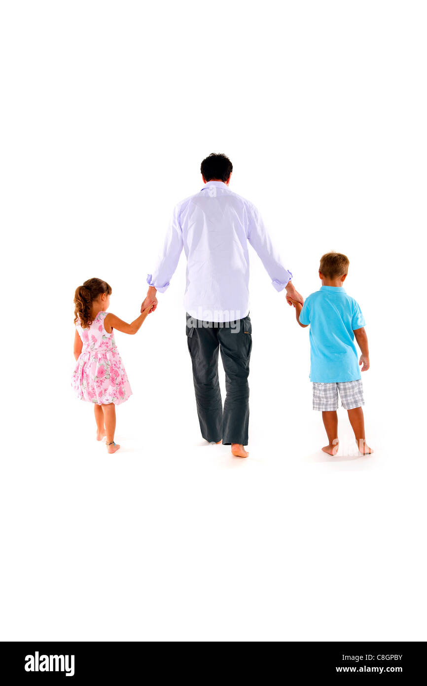 father with two children Stock Photo - Alamy