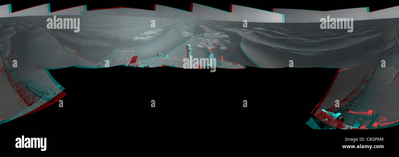 The Opportunity Rover on Mars captured a 3D stereo 360-degree panorama ...