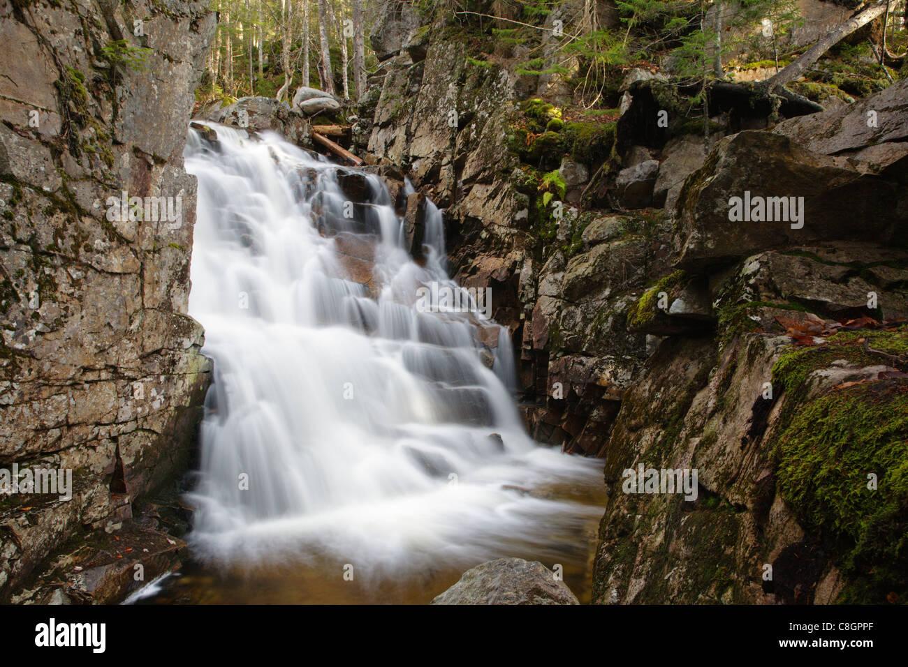 Franconia Notch State Park - Rocky Glen Falls during the autumn months ...