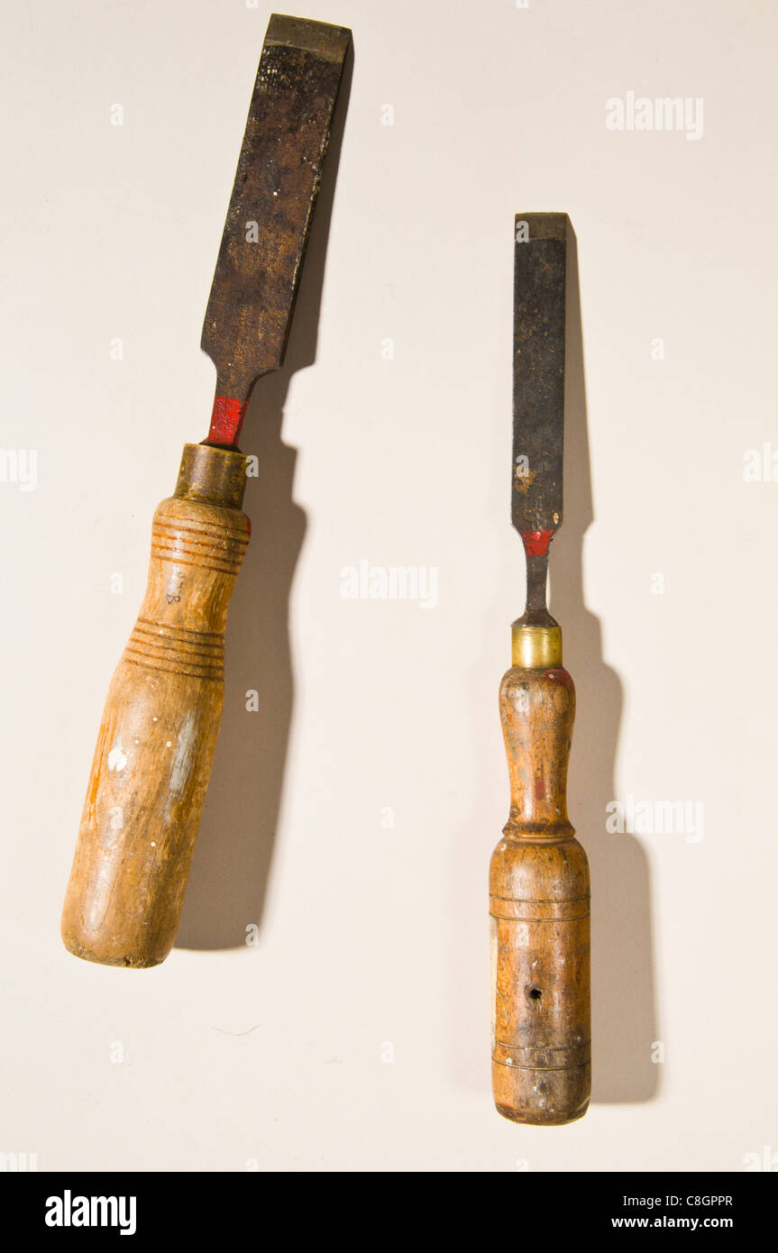 Old rusty wooden handled Chisels Stock Photo - Alamy